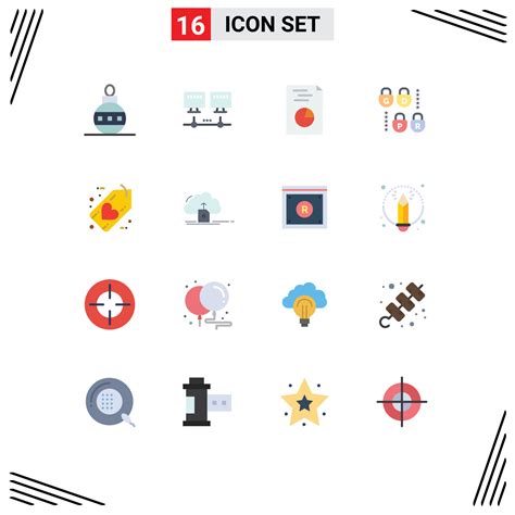 Set Of 16 Modern Ui Icons Symbols Signs For Love Friday Hands Favorite Security Editable Pack Of