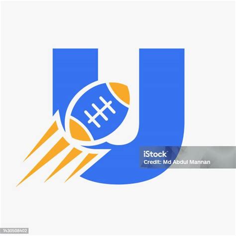 편지 U 럭비 로고 개념 움직이는 럭비 볼 아이콘 럭비 스포츠 로고 타입 심볼 벡터 템플릿 경기 스포츠에 대한 스톡 벡터 아트 및 기타 이미지 Istock