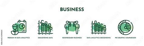 Set Of 5 Thin Line Business Icons Outline Icons Including Person In Data Analytics Presentation
