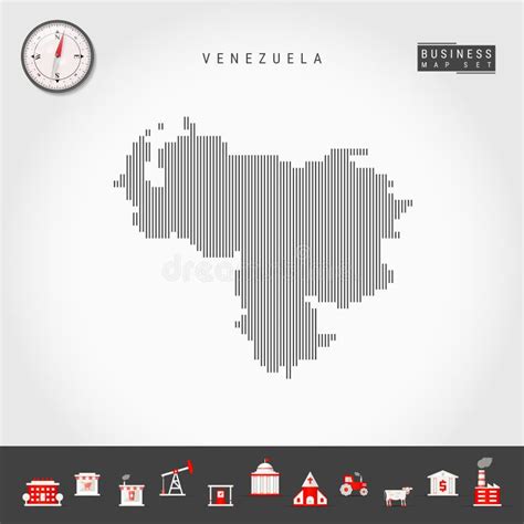 Vector Vertical Lines Map Of Venezuela Striped Silhouette Of Venezuela