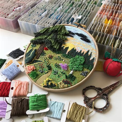 Forest Landscape 3d Embroidery Pattern Hand Embroidery Etsy Australia