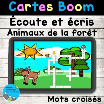 Écris vocabulaire animaux de la forêt mots croisés French writing