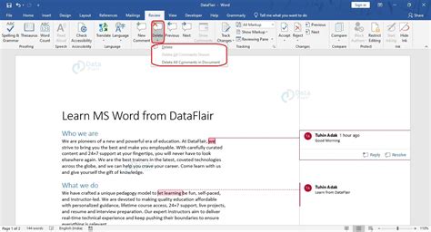 How To Insert Or Remove The Comments In Word DataFlair