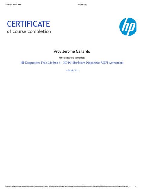 0001106006 Hp Diagnostics Tools Module 4 Hp Pc Hardware Diagnostics