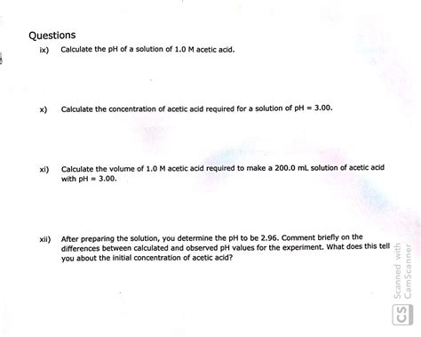 Solved Questions Ix Calculate The Ph Of A Solution Of M Chegg Com