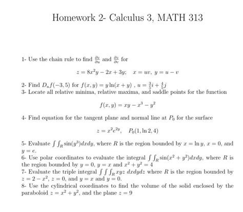 Solved Homework 2 Calculus 3 MATH 313 1 Use The Chain Chegg