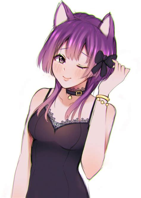 Anime Girl With Purple Hair And Cat Ears