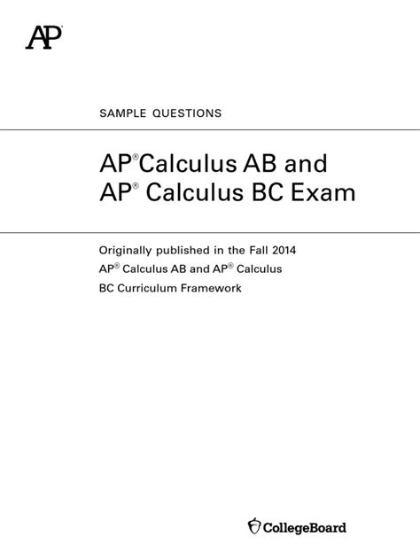 Sample Questions Ap Calculus Ab And Bc Exams Pdf Pdf Integral