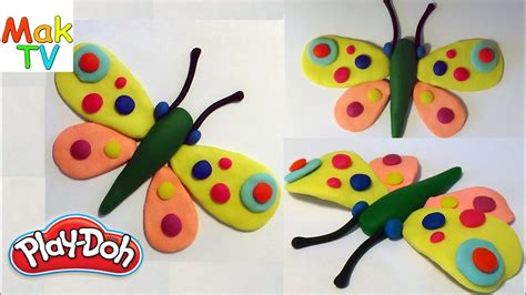 Как слепить бабочку из пластилина Плей До How To Make A Butterfly Of Play Doh Youtube