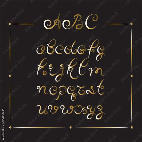 Handwritten Font Gold Letters Cursive The Background Is Black