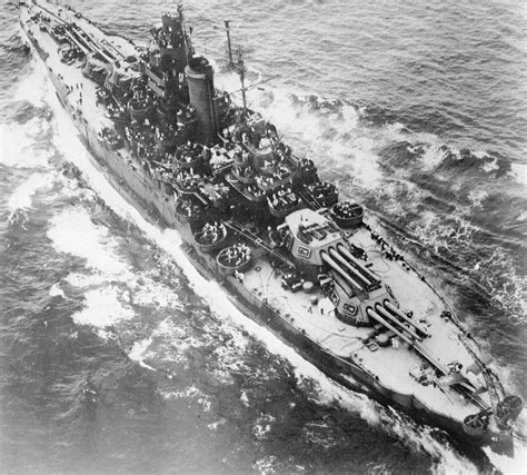Cv 16 Battleship Uss Mississippi With Numerous Light