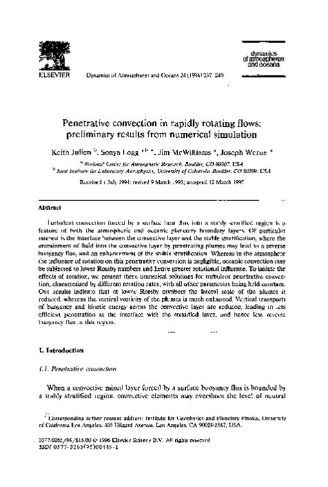 Pdf Penetrative Convection In Rapidly Rotating Flows Preliminary