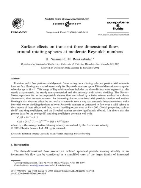 Surface Effects On Transient Three Dimensional Flows Pdf Fluid