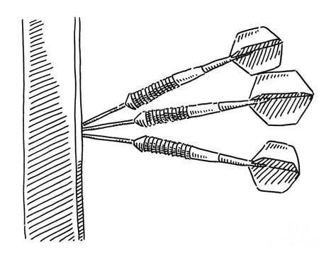 Three Perfect Darts Side View Drawing Drawing By Frank Ramspott Fine
