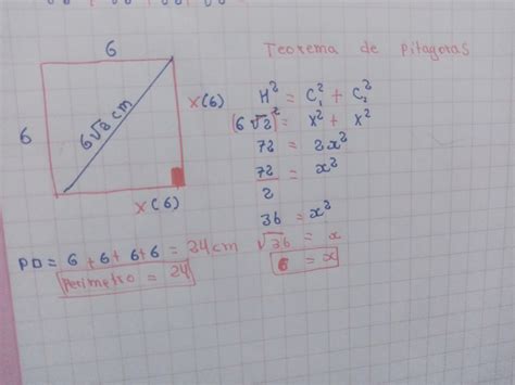 La diagonal de un cuadrado mide 6 raíz cuadrada de 2cm Hallar el