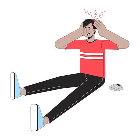 Premium Vector Man Sitting On Floor Flat Line Color Vector Character