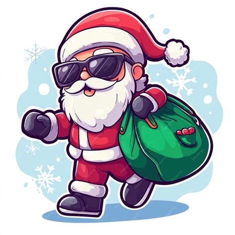 Cute Santa Claus Wearing Sunglasses Premium Ai Generated Vector