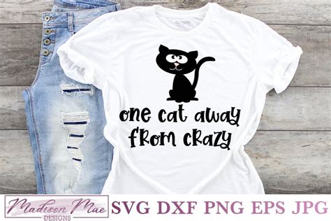 Crazy Cat Lady Svg One Cat Away From Crazy Svg