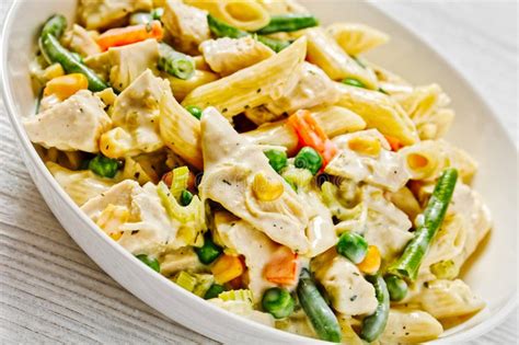 Creamy Chicken And Penne Pasta Casserole In Bowl Stock Image Image Of