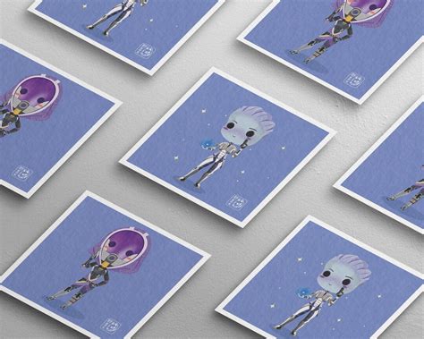 Kawaii Liara Tali Art Print Mass Effect Fan Art Tali Zorah Vas