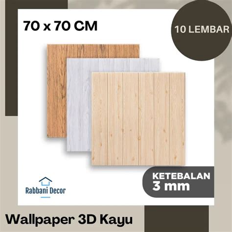 Paket 10 Lembar Wallpaper Dinding 3d Kayu Foam 70x70 Cm Stiker