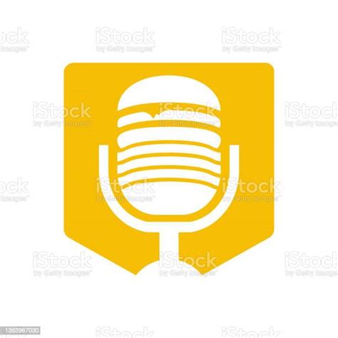 푸드 팟캐스트 벡터 로고 디자인 마이크 아이콘 디자인 버거 개념에 대한 스톡 벡터 아트 및 기타 이미지 개념 개념과 주제
