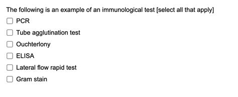 Solved The Following Is An Example Of An Immunological Test