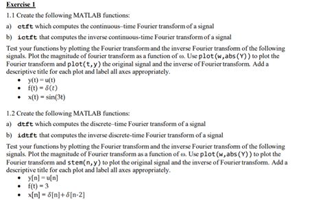 Exercise 1 11 Create The Following Matlab Functions