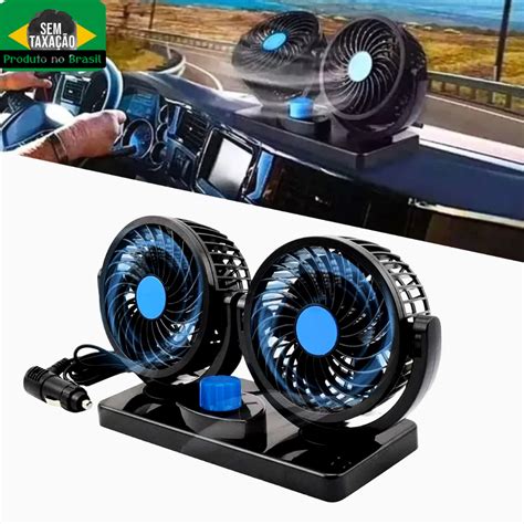 Ventilador Automotivo Duplo Com Ajuste Para Carro Van Caminhão Trailer Sistema 12v Shopee Brasil
