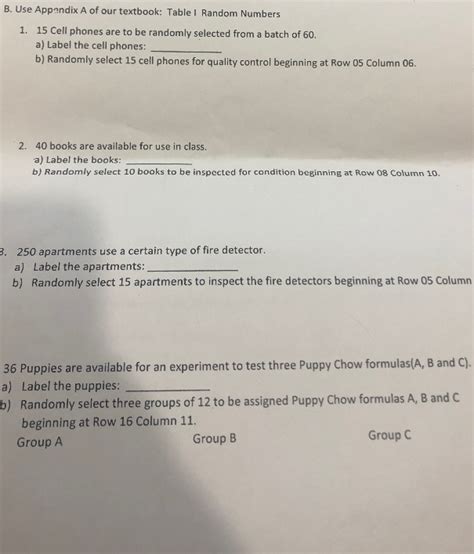 Solved Tables Table 1 Random Numbers Column Number Row
