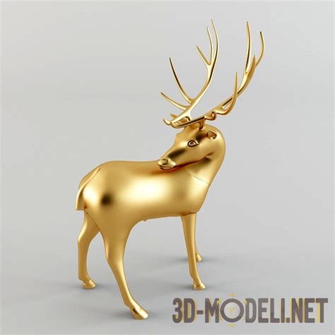 3D модель – Золоченая статуэтка оленя