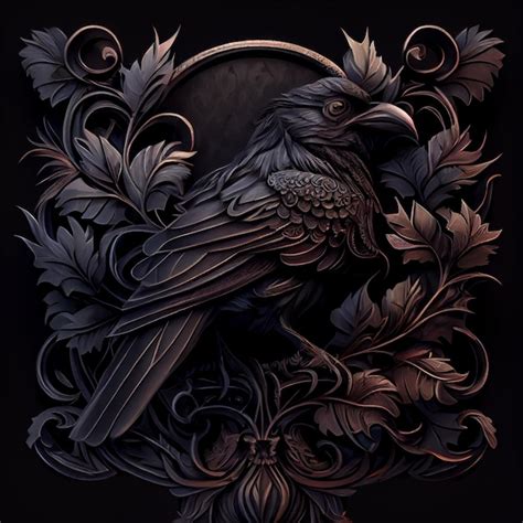 Premium Photo Black Bird Sitting On Top Of A Tree Branch Generative Ai