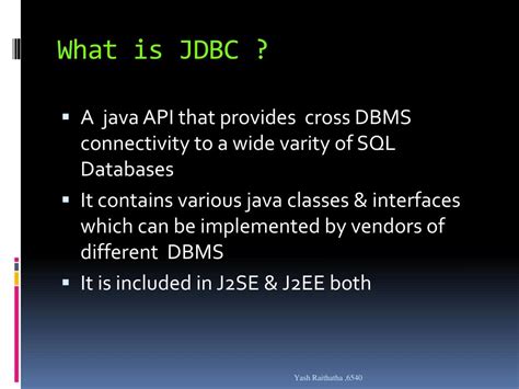 PPT JDBC Java Database Connectivity PowerPoint Presentation Free Download ID