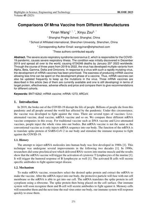 PDF Comparisons Of Mrna Vaccine From Different Manufactures