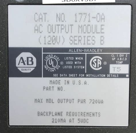 Allen Bradley 1771 Oa Series B 120 Vac Ac Output Module W Swing Arm Electrical Power And