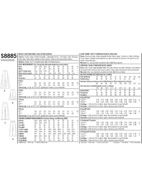 S8885 Simplicity Sewing Pattern Misses Skirt And Pants Simplicity