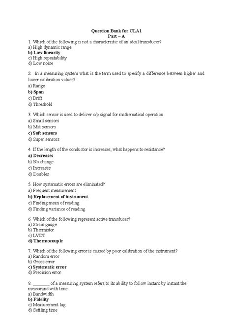 Cla 1 Question Bank Question Bank For Cla Part A Which Of The