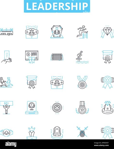 Leadership Vector Line Icons Set Lead Guide Manage Motivate Direct