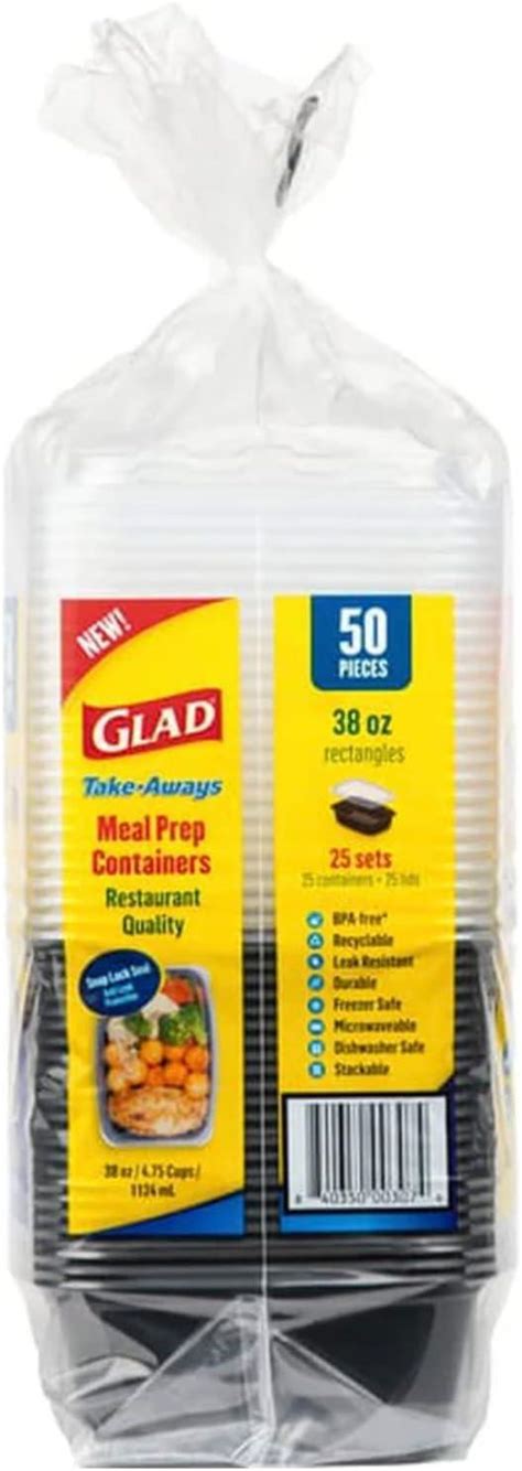 Glad 38 Oz Rectangular Food Container Pack Of 25 Convenient Storage