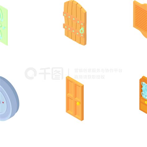 房子免抠元素在房子图标设置的门口9门道入口的动画片例证在房子网的传染媒介象的房子图标集，卡通风格的门口模板免费下载eps格式1437