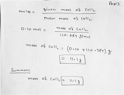 [solved] Calculate How Many Grams Of Cacl2 Are Required To Make 100 Ml