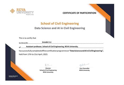 srinidhi s u on linkedin certification programme on data science and ai in civil engineering