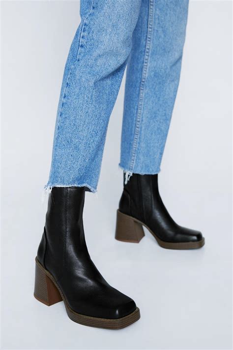 Faux Leather Ankle Platform Boots Nasty Gal