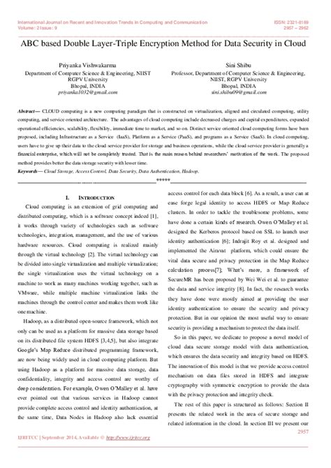 Pdf Abc Based Double Layer Triple Encryption Method For Data Security