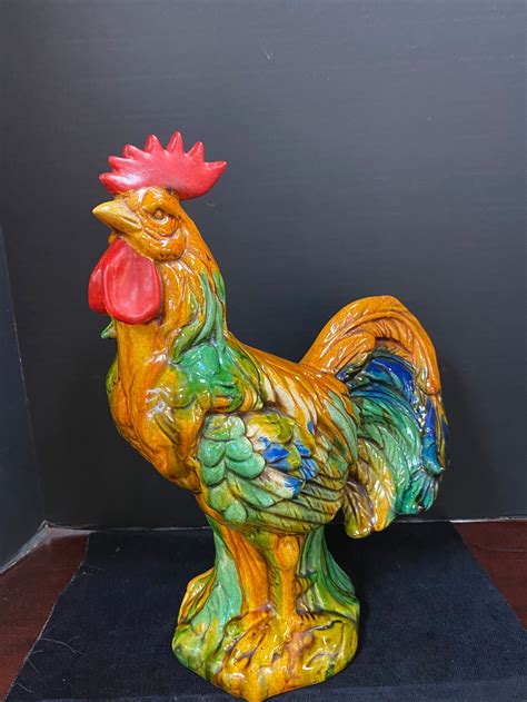 Ceramic Colorful Rooster Etsy