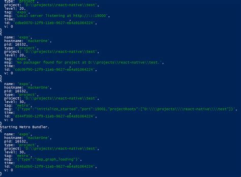 Logs In Terminal Are In Json Issue 2803 Expo Expo Cli GitHub
