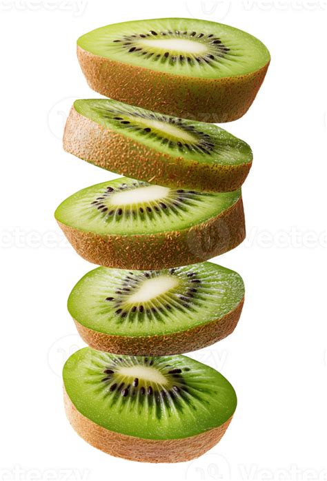 Floating Sliced Kiwi On Isolated Background 49089316 Png