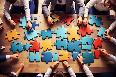 Premium Photo Teamwork Business Team Meeting Unity Jigsaw Puzzle Concept