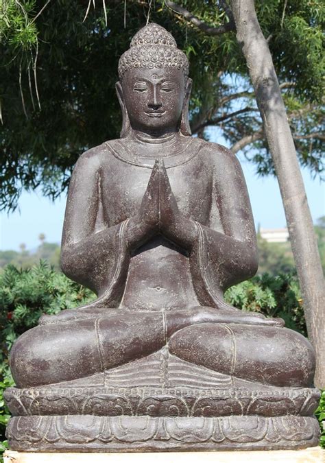 Large Buddha Garden Statue In Anjali Mudra Seated In Full Lotus Pose 59
