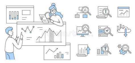 People Research Data Analytics Doodle Icons Stock Vector Illustration Of Strategy Result